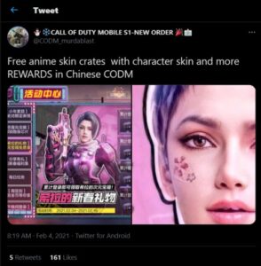 COD Mobile (China) gets first Anime based Cosmetic, Skins - Stealthy Gaming